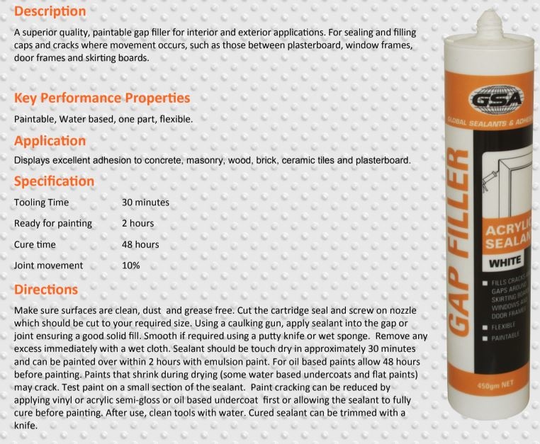 Original Acrylic Gap filler -450grams