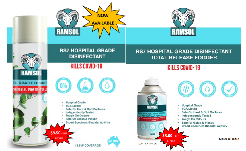RS7 Ramsol Hospital Grade Disinfectant (TGA Listed & Kills COVID19)